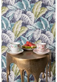 Zelený porcelánový šálek s podšálkem s květy – 250 ml