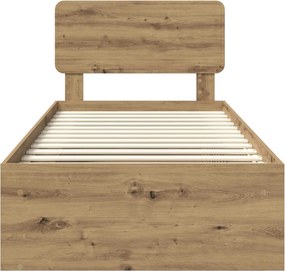 Rám postele Umělecký dub 100 x 200 cm Masivní borové dřevo 3412122