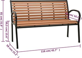 vidaXL Zahradní lavice 116 cm ocel a WPC [319579] Barva: Hnědá