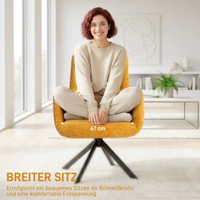 HOMCOM Polstrované křeslo, akcentové křeslo, moderní design, otočné, do 120 kg, žluté