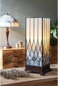 Bílo-šedá stolní lampa Tiffany Paulette - 17*17*43 cm E27/ 1*40W