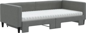 Válenda s přistýlkou a matracemi tmavě šedá 100 x 200 cm textil 3196602