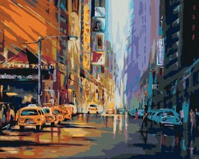 Malování podle čísel večerní život v new yorku, 40x50 cm, vypnuté plátno na rám