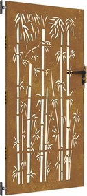 Zahradní branka 85 x 200 cm corten ocel bambusový design 153237
