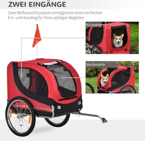 PawHut přívěs pro psy přívěs pro jízdní kola přívěs pro psy přívěs pro jízdní kola červený+černý 130 x 73 x 90 cm | Aosom