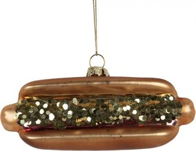 Vánoční skleněná závěsná ozdoba hot dog - 13*4*6 cm