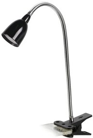 LED stolní lampička se skřipcem, 2.5W, 3000K, clip, černá barva