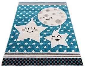 Dětský kusový koberec Tři kamarádi modrý 80x150cm