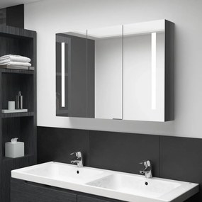 LED koupelnová skříňka se zrcadlem 89 x 14 x 62 cm zářivě šedá 326528