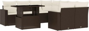 9dílná zahradní sedací souprava s poduškami hnědá polyratan 3267173