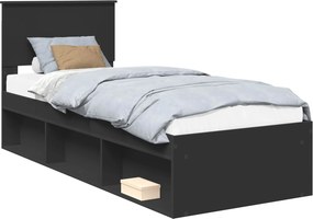 Rám postele s čelo Černá 75 x 190 cm Masivní borové dřevo 3410664