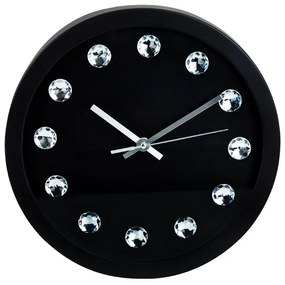 SEGNALE Nástěnné hodiny ručičkové s krystaly 30 cm černá KO-837164270cern