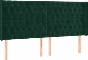 Box spring postel s matrací a LED tmavě zelená 200x200 cm samet 3139766