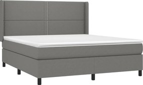 Box spring postel s matrací a LED tmavě šedá 180x200 cm textil 3138254