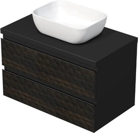Koupelnová skříňka s krycí deskou SAT Cube Way 80x47,5x46 cm hnědá mat CUBE3D46802ZHKD