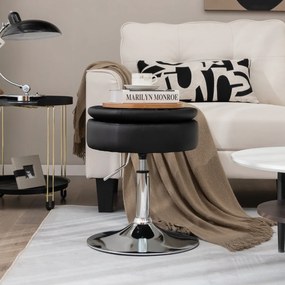 Costway Stolička na make-up s úložným prostorem otočná o 360° z umělé kůže černé