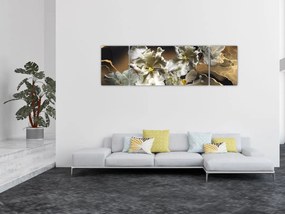 Obraz - Květy orchidejí na mramorovém pozadí (170x50 cm)