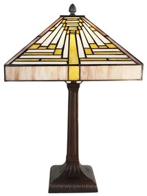 Pyramidová stolní lampa Tiffany - 31*31*48 cm E27/max 1*60W