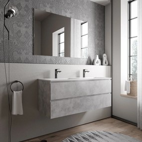 Koupelnová skříňka AVA 120 cm s dvojumyvadlem z minerálního odlitku BRUXELLES