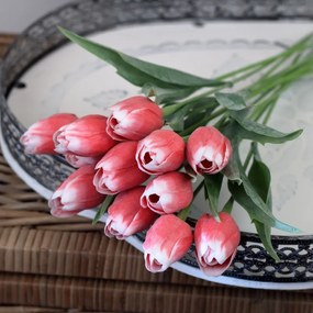 Umělé tulipány červeno-bílé 43cm
