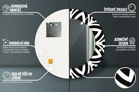 Kulaté zrcadlo rám s potiskem Černá geometrická ozdoba