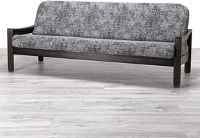 Bielastické potahy MARMO šedé trojkřeslo s dřevěnými rukojeťmi (š. 150 - 200 cm)