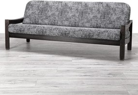 Bielastické potahy MARMO šedé trojkřeslo s dřevěnými rukojeťmi (š. 150 - 200 cm)