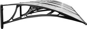 Vchodová stříška černá a průhledná 350 x 75 cm polykarbonát 153591