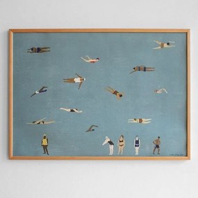 Fine Little Day Plakát Swimmers 70 x 50 cm, modrá barva, papír