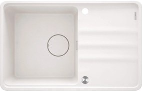 Deante Momi, 1-komorový granitový dřez 780x500x230 mm s úsporným sifonem, bílá matná, DEA-ZKM_A113