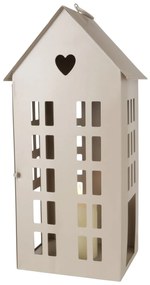 Kovová lucerna Domek 35 cm béžová