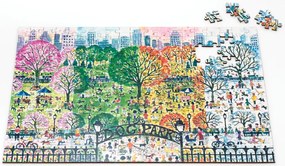 Galison Dřevěné puzzle Psí park 4 roční období 250 dílků