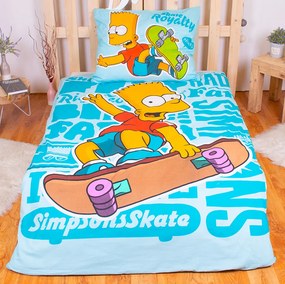 TOP Bavlněné povlečení 140x200+70x90 Bart Simpson Blue