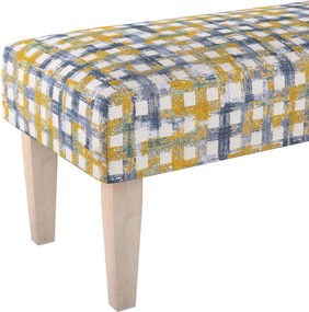 Dlouhá lavička 100x40cm barva modrá látka pletený vzor, vzorované