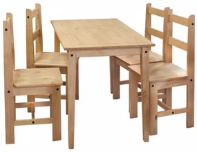 Jídelní set pro 4 osoby masiv borovice stůl 108x65 + 4 židle CORONA 2 vosk