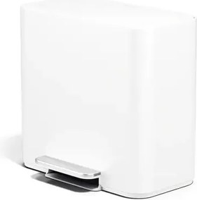 Simplehuman DUAL MINI bílá ocel / Pedálový odpadkový koš na tříděný od