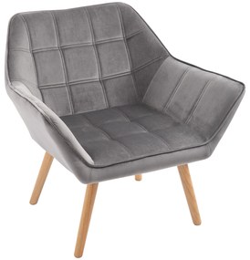 HOMCOM křídlové křeslo, sametové polohovací křeslo, skandinávské, zvýšené nohy, sametový polyester, šedé 64 x 62 x 72,5 cm | Aosom.de