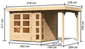 Dřevěný zahradní domek KERKO 3 s přístavkem 150 Lanitplast
