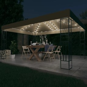 Altán se světelnými LED řetězy 3 x 4 m taupe textil 3070331