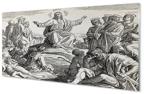 akrylový obraz Ježíš kreslení lidé 120x60 cm