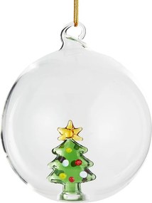 HANG ON Skleněná koule stromeček 9 cm - čirá