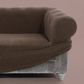 Super strečové potahy NIAGARA tabáková sedačka s otomanem vlevo (š. 200 - 300 cm)