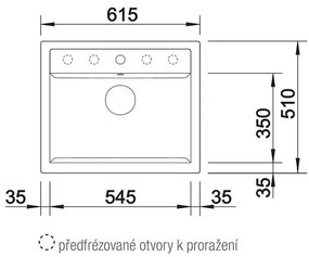 Blanco Dalago 6 Granitový dřez bez odkapu s excentrickým ovládáním, 61,5x51cm, antracit, 514197