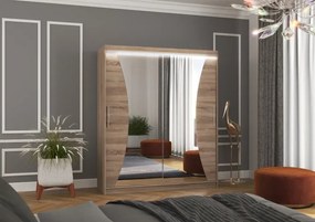 Posuvná skříň se zrcadlem a LED osvětlením CHARLOTTE 180
