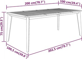 Zahradní stůl 200 x 100 x 75 cm masivní akáciové dřevo 310304