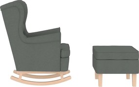 Houpací křeslo s podnožkou tmavě šedé textil 3307998