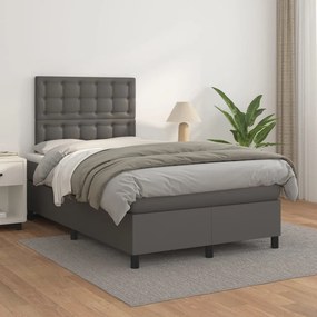 Box spring postel s matrací šedá 120x200 cm umělá kůže 3142837