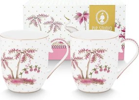 Pip Studio Jolie Dots Gold sada 2 ks hrnečků 180ml, růžová (2 hrnečky v dárkové krabičce z tenkostěnného porcelánu)