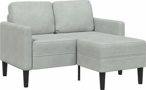 vidaXL Dvoumístná pohovka s lehátkem ve tvaru L 125 cm samet [4107072] Barva: světle šedá