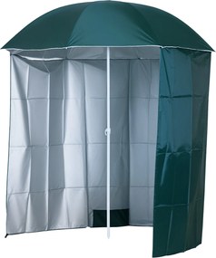 Slunečník Outsunny s boční stěnou pro pláž, ochrana před sluncem, polyester, tmavě zelený, 2,2 x H2,2m | Aosom